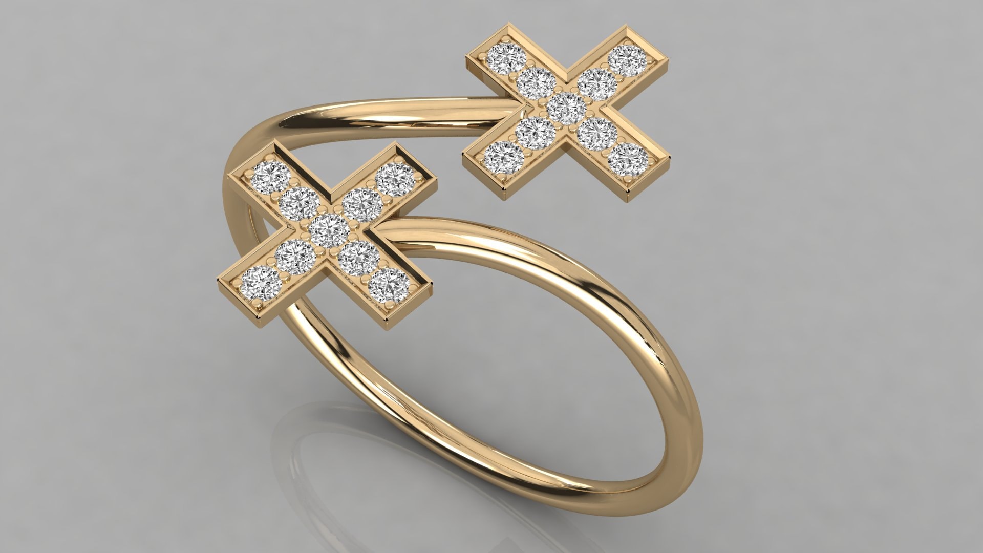 14K Gold Diamond Cross Ring Open Top Ring Promise Ring | Etsy