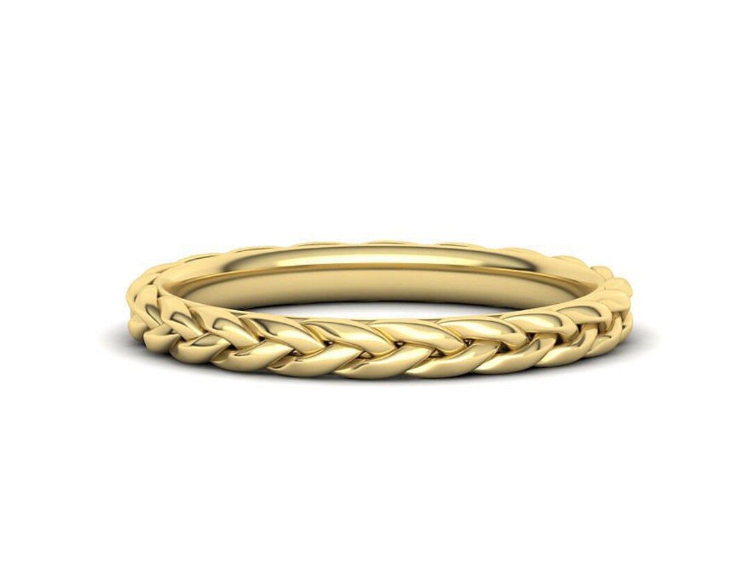 Solid Gold Braided Band | 14K or 10K Wedding or Stackable Ring ...