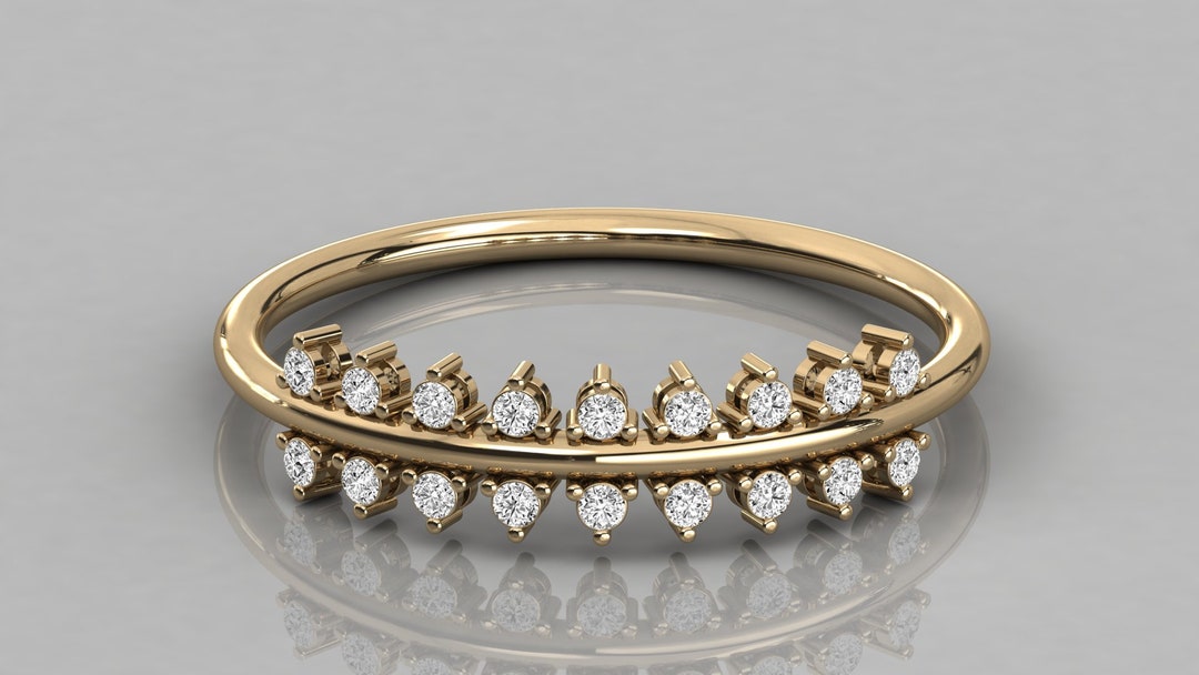 Solid Gold Two-row Diamond Ring | Double Row Band | 14K or 10K Solid ...