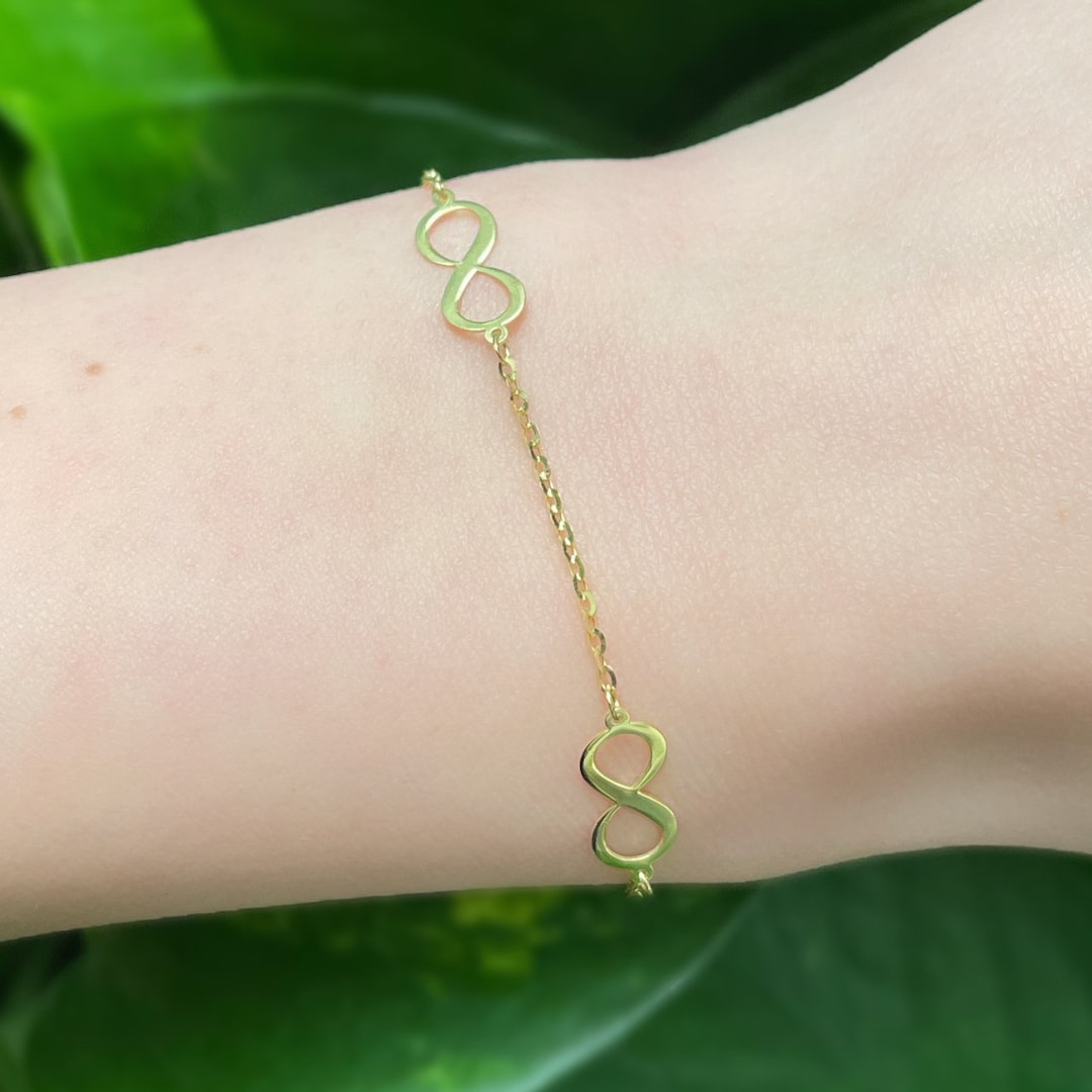 10K Gold Infinity Bracelet - Etsy
