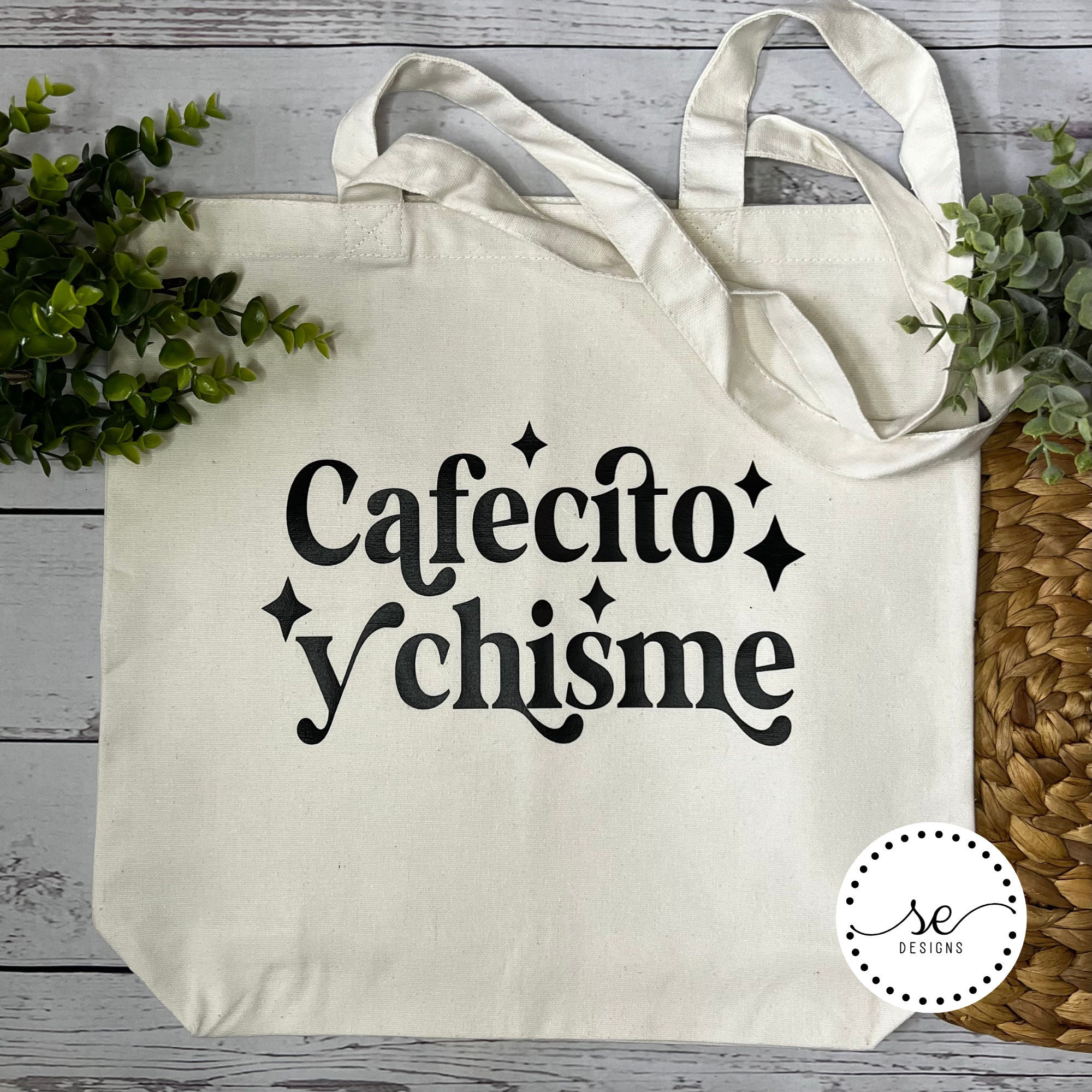 Cafecito Y Chisme Canvas Tote Bag, Coffee Lover Gift, Coffee Tote Bag ...