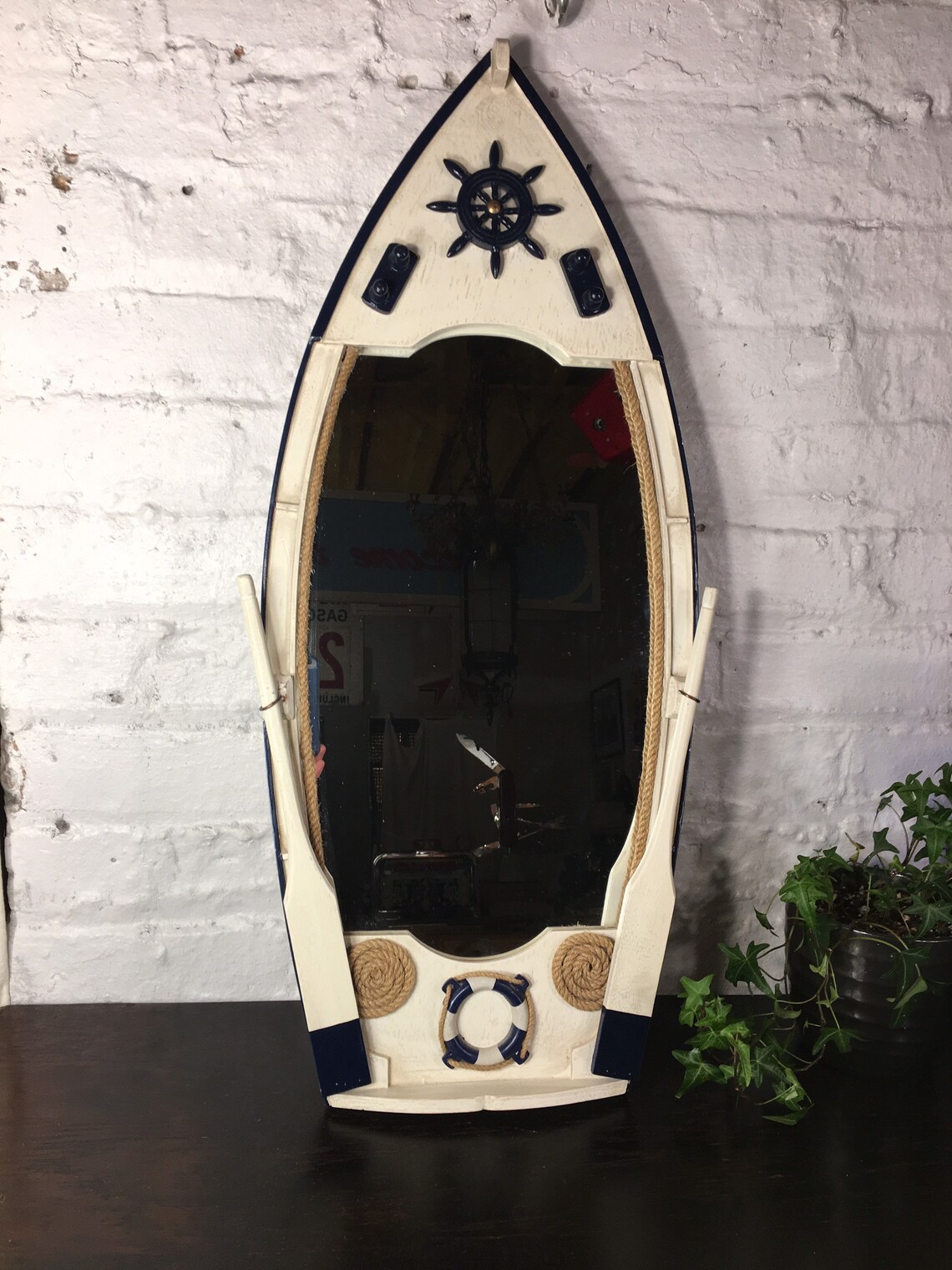 Vintage Nautical Mirror Boat Shaped Mirror Seaside Nautical | Etsy