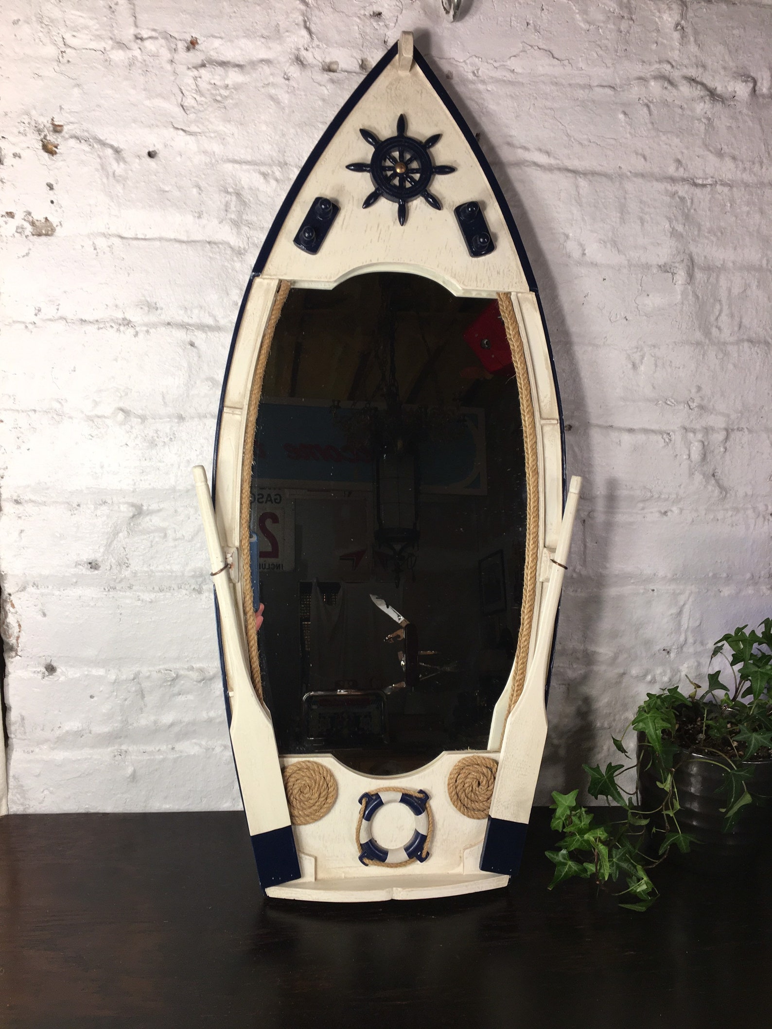 Vintage Nautical Mirror Boat Shaped Mirror Seaside Nautical | Etsy