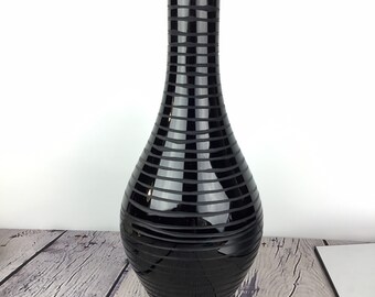 Large Black Round Vase - Etsy