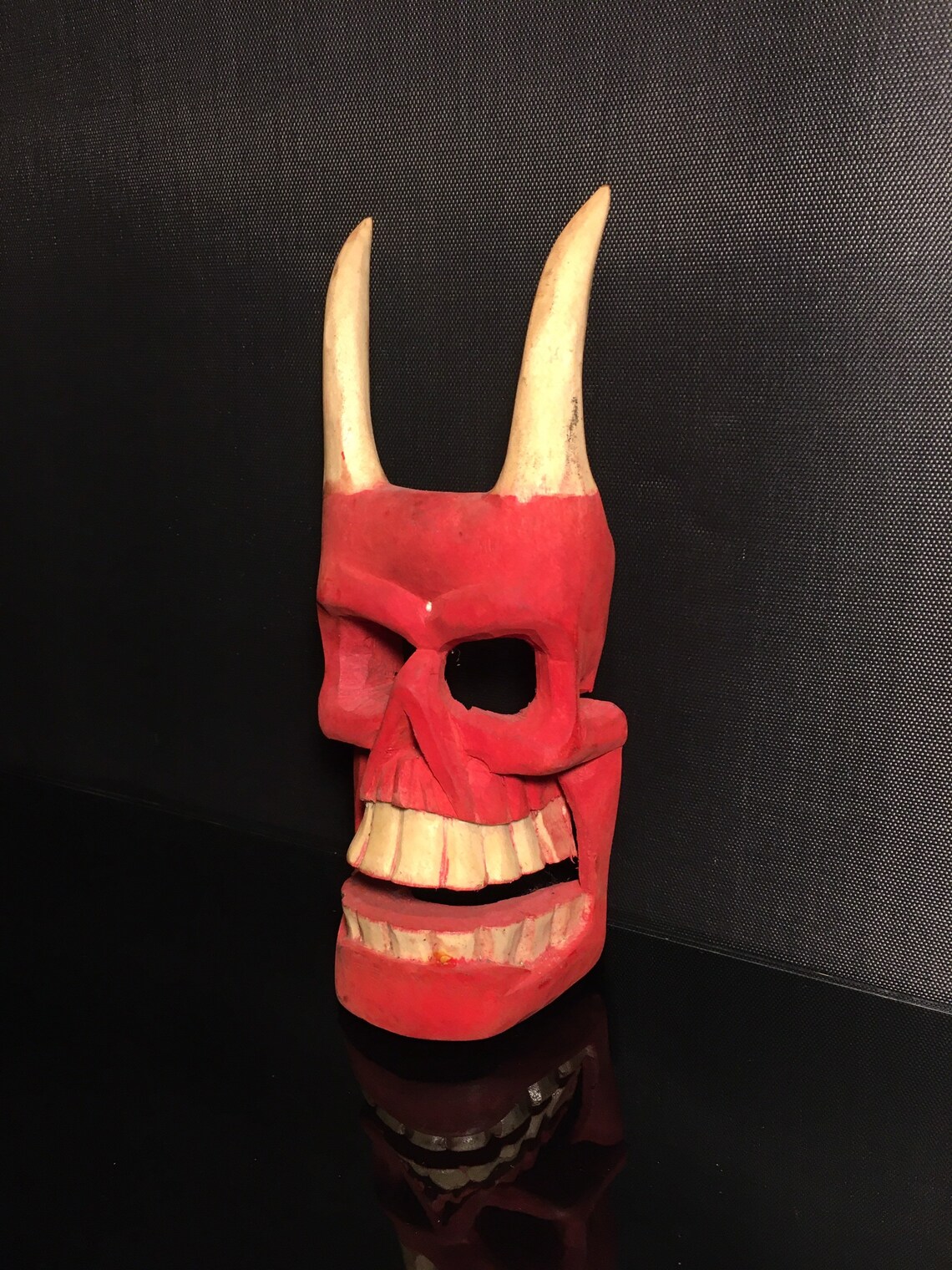 Vintage Wooden Devil Mask Red Devil Mask Hand Carved Devil | Etsy