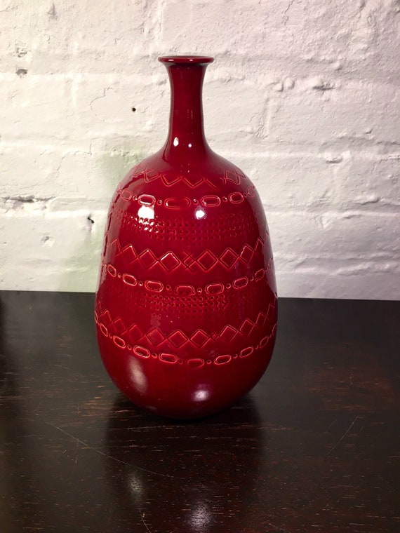 Vintage Italian Pottery Vase Vintage Ceramic Red Vase | Etsy
