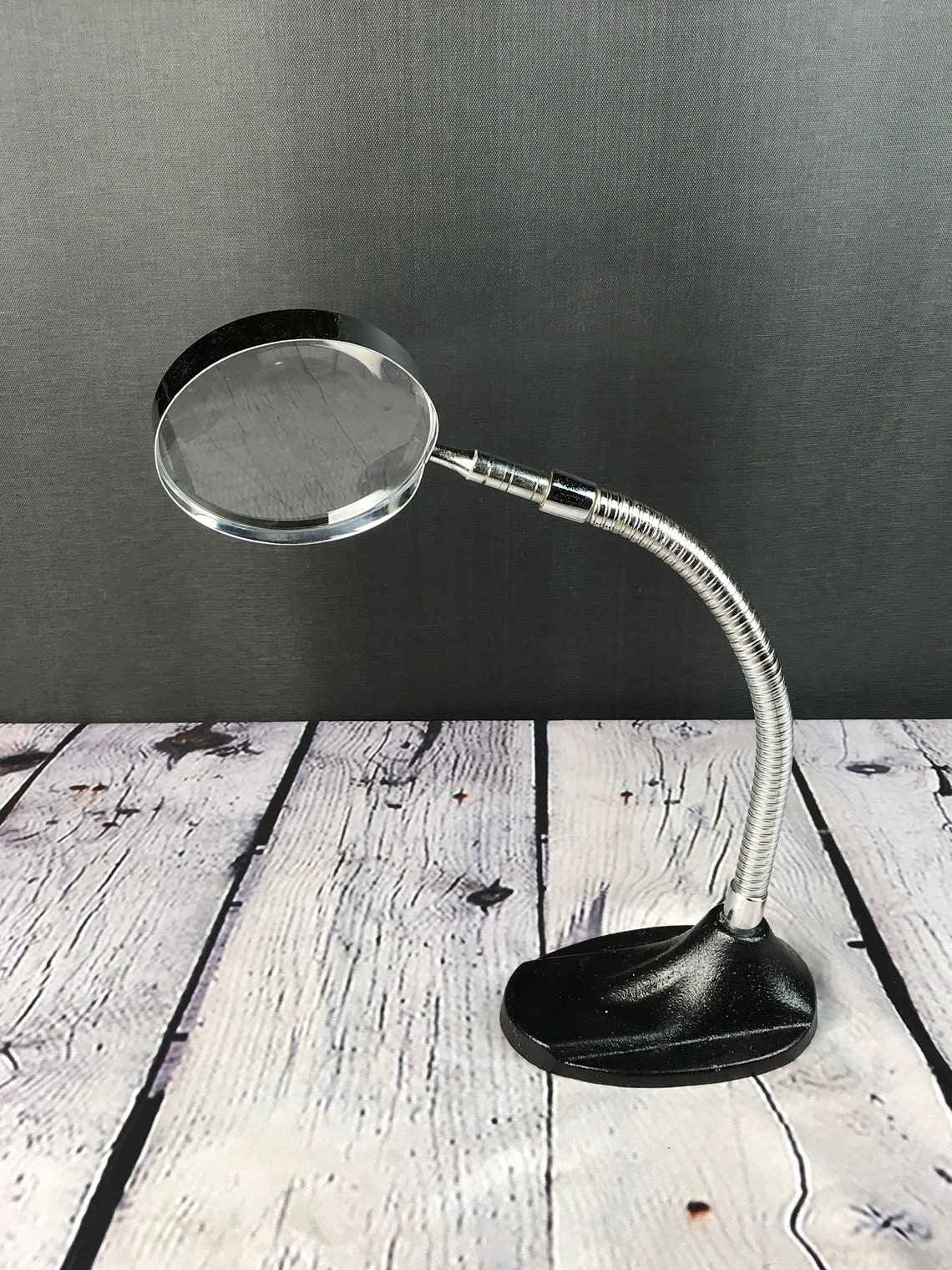 Vintage Desk Magnifying Glass Gooseneck Stand Magnifying | Etsy
