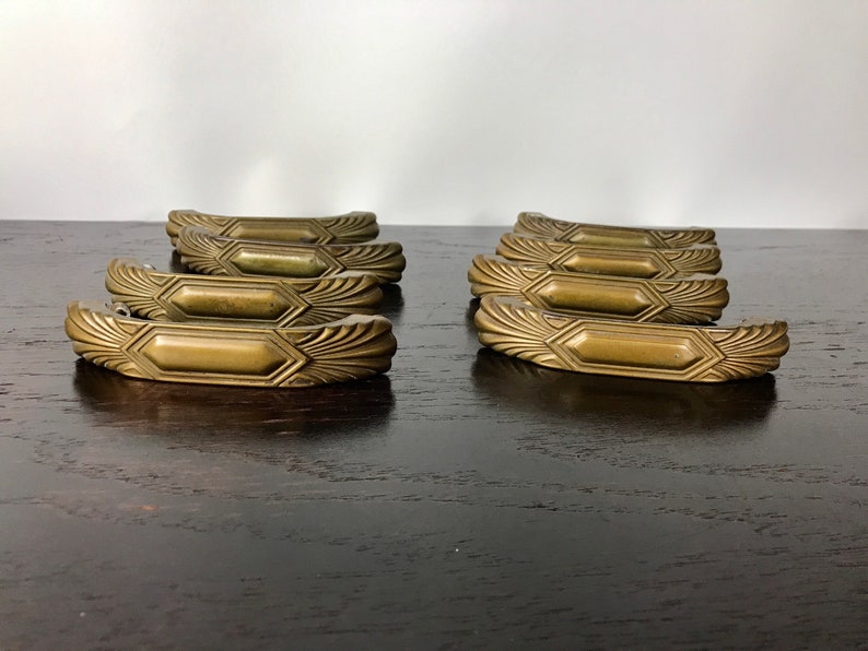 Art Deco Brass Drawer Pulls Set 8 Eight Dresser Pulls - Etsy