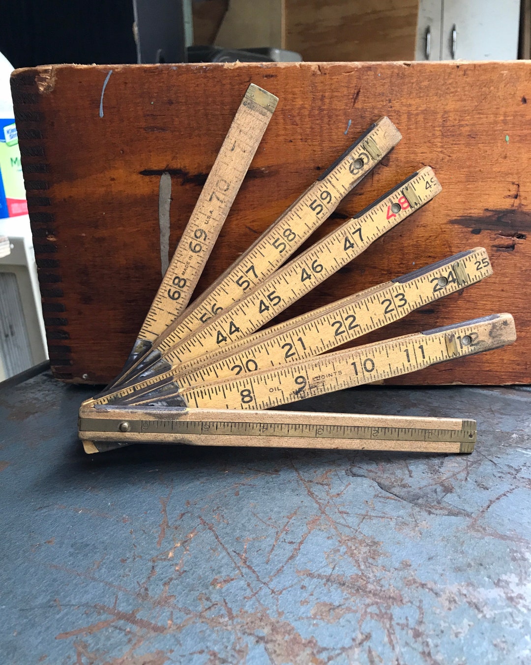 Antique Wooden Folding Ruler Atomchicago - Etsy