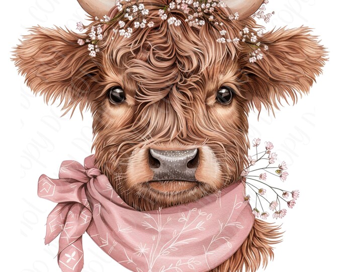 So Pretty in Pink Cow Png File. - Etsy