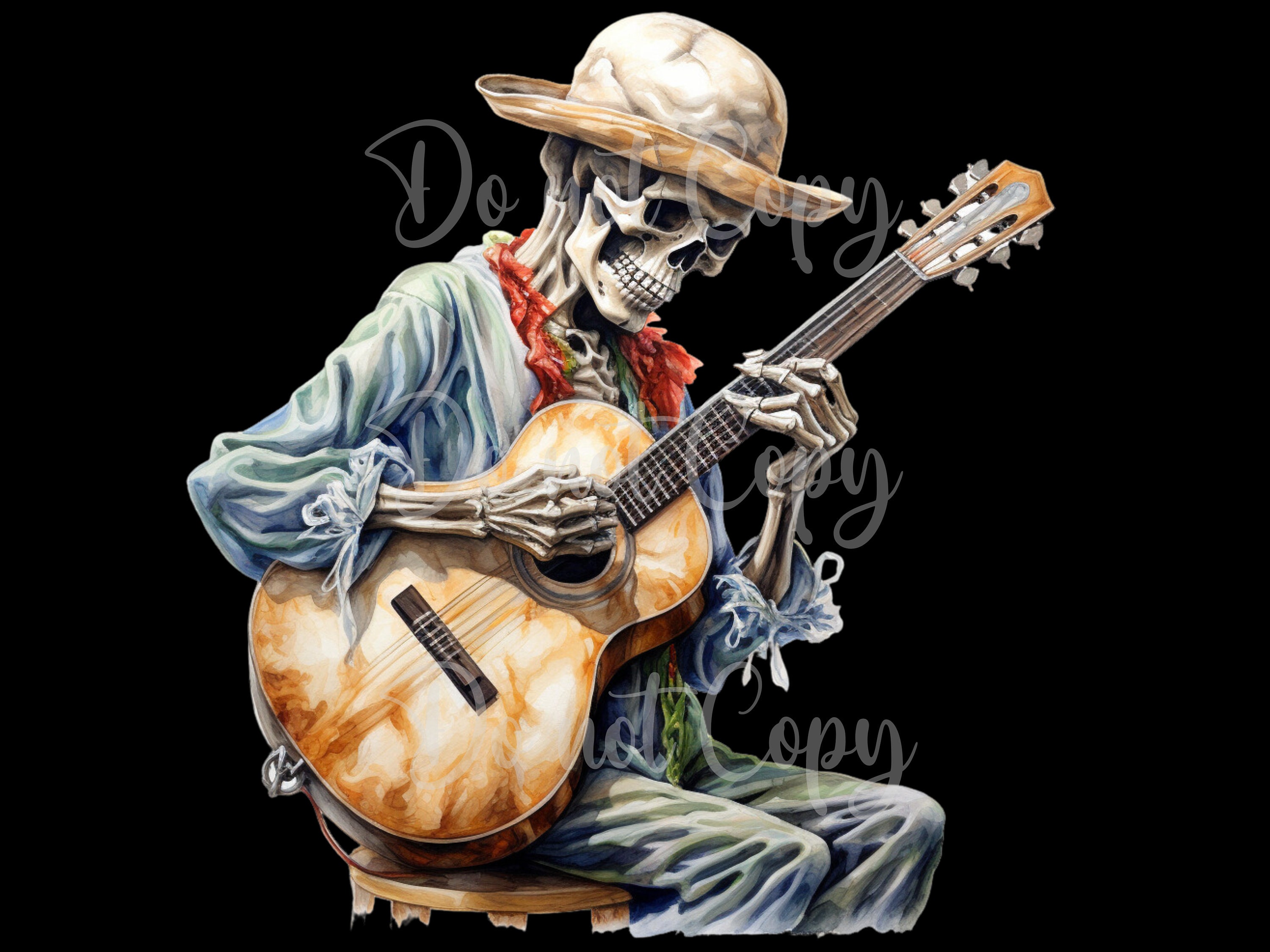 Skeletal Guitar PNG File. - Etsy