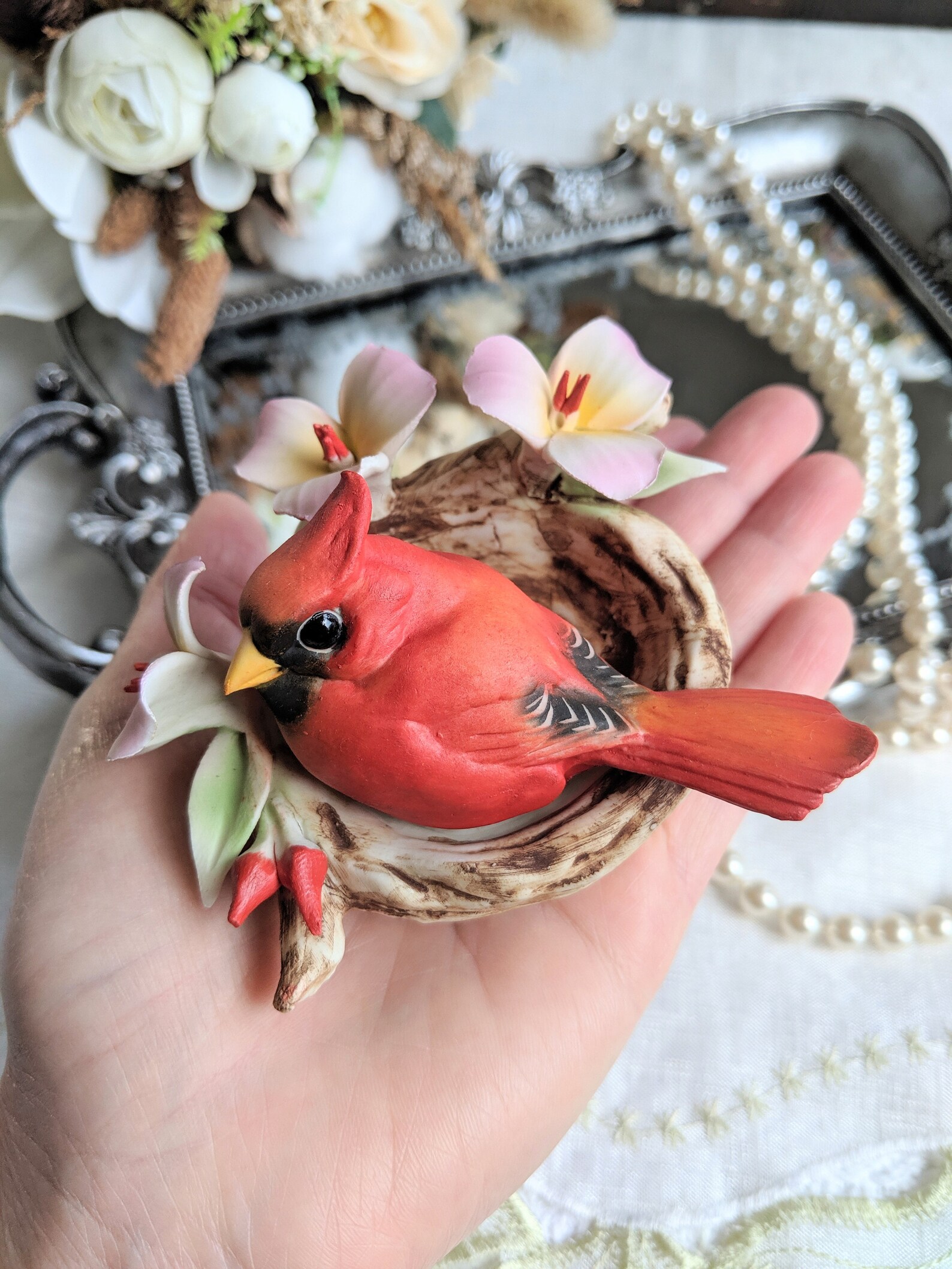 Delightful Vintage Capodimonte Fine Figurines Red Bird in Net - Etsy UK