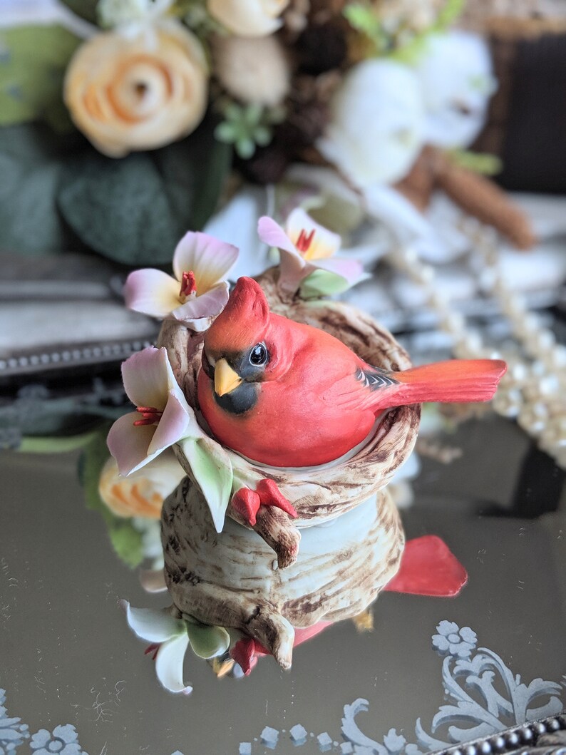 Delightful Vintage Capodimonte Fine Figurines Red Bird in Net - Etsy