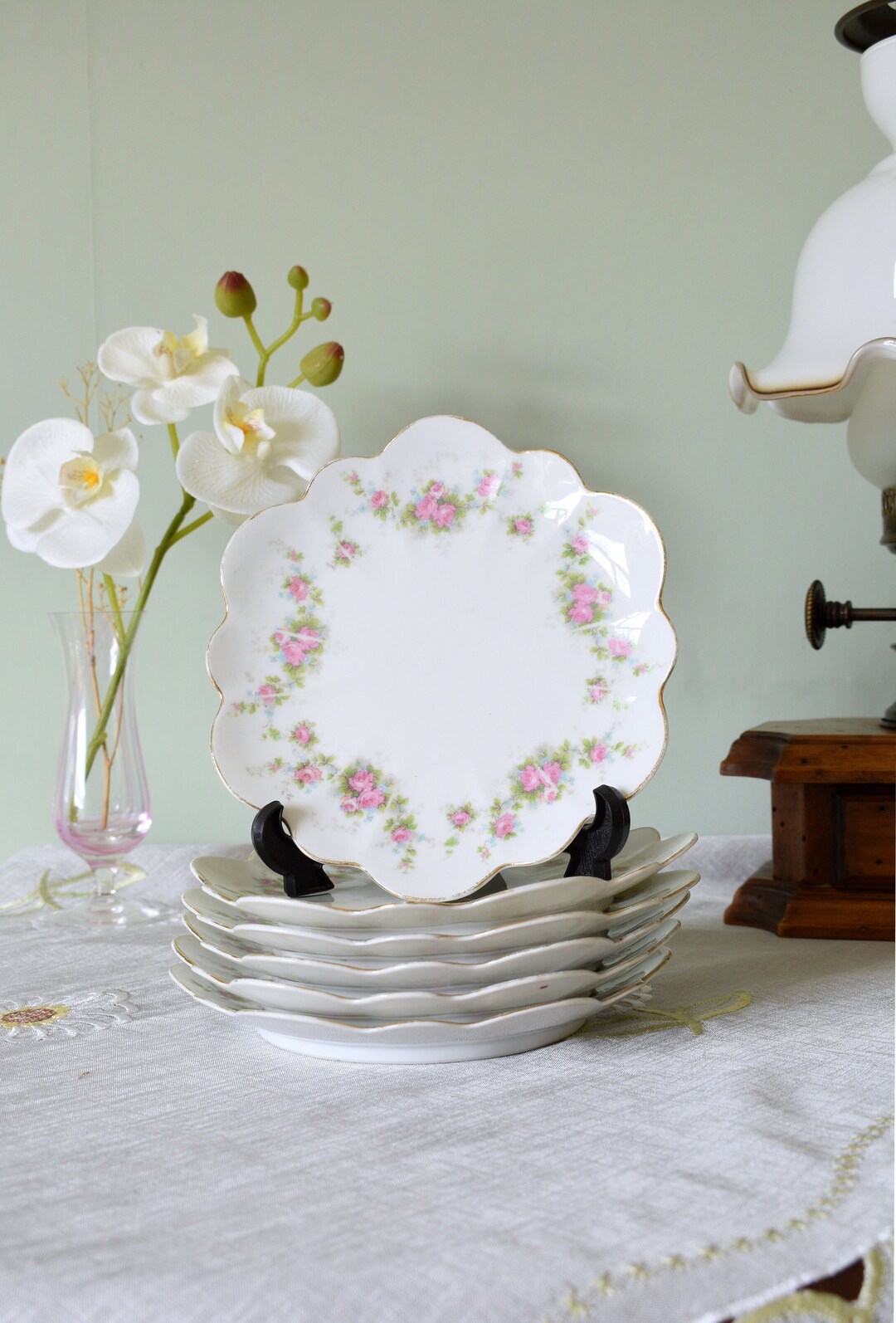 Vintage Rose Swag Pattern Side Plate, Scallope Shape, Ideal as Bride ...