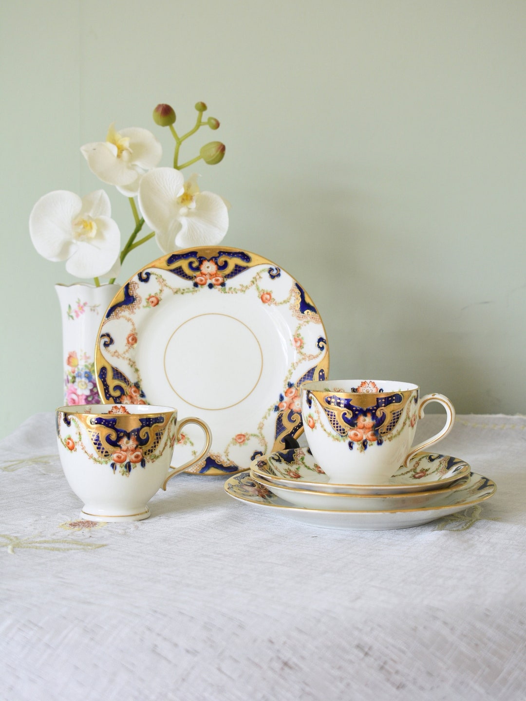 Pair of Victorian Samuel Radford England Imari Hand Painted Bone China ...
