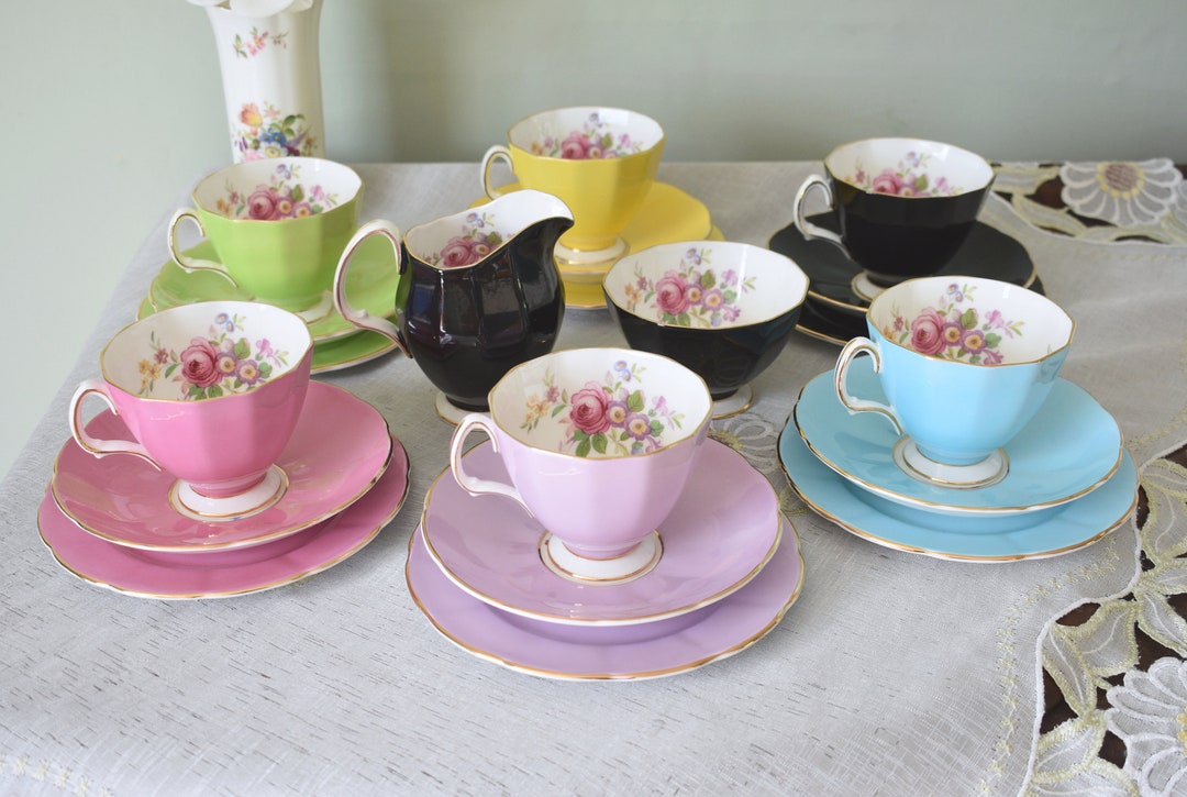 Vintage Adderley Harlequin Floral Pattern Tea Set for 6 Person ( 20 ...