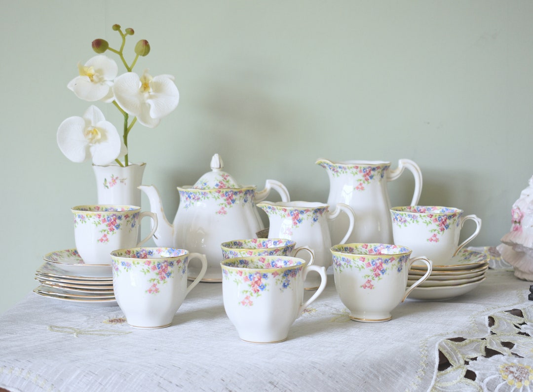 English Partly Tea Set Crown China Maytime Bone China 21 Pieces Made in ...