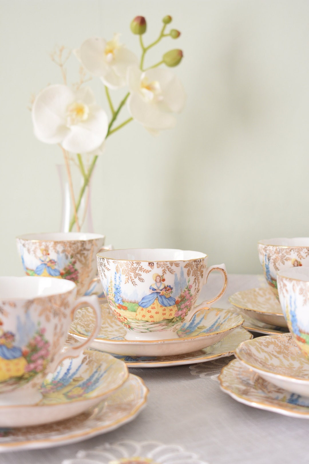 Vintage Colclough Crinoline Lady ,tea Cup ,saucer and Side Plate, Trio ...