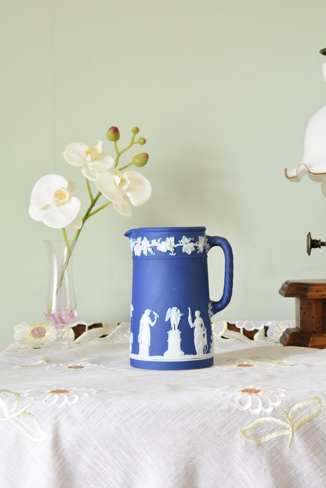 Vintage Wedgwood Jasperware Cobalt Blue / Dark Blue Pitcher, Jug in ...