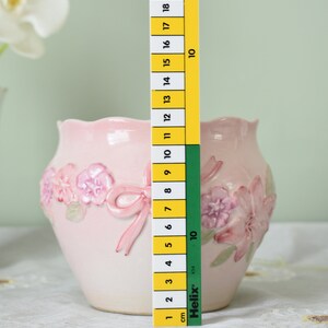 Vintage Kitsch Baby Pink Ribbon & Flower Swag Pottery Ceramics Planter ...