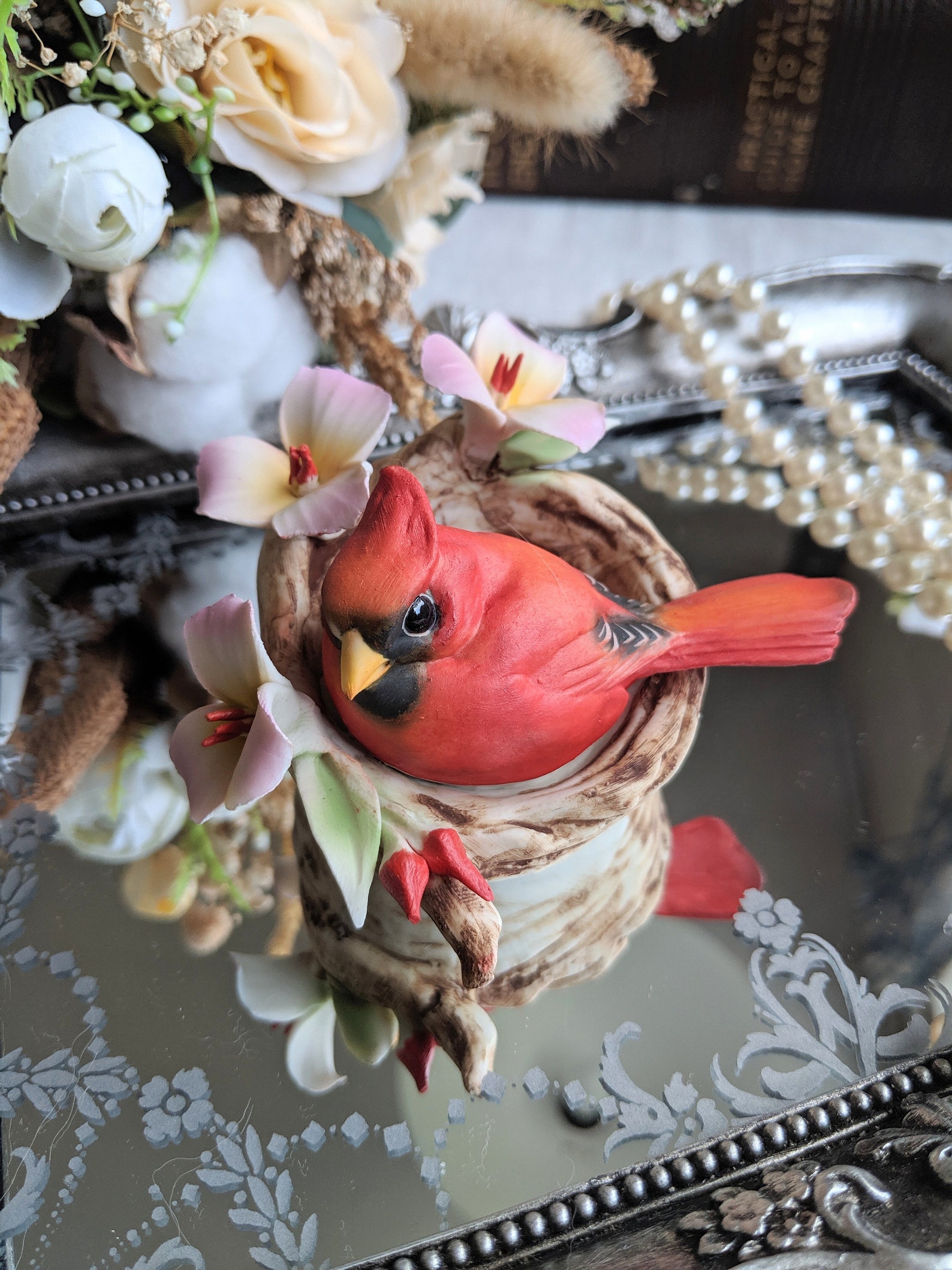 Delightful Vintage Capodimonte Fine Figurines Red Bird in Net - Etsy UK