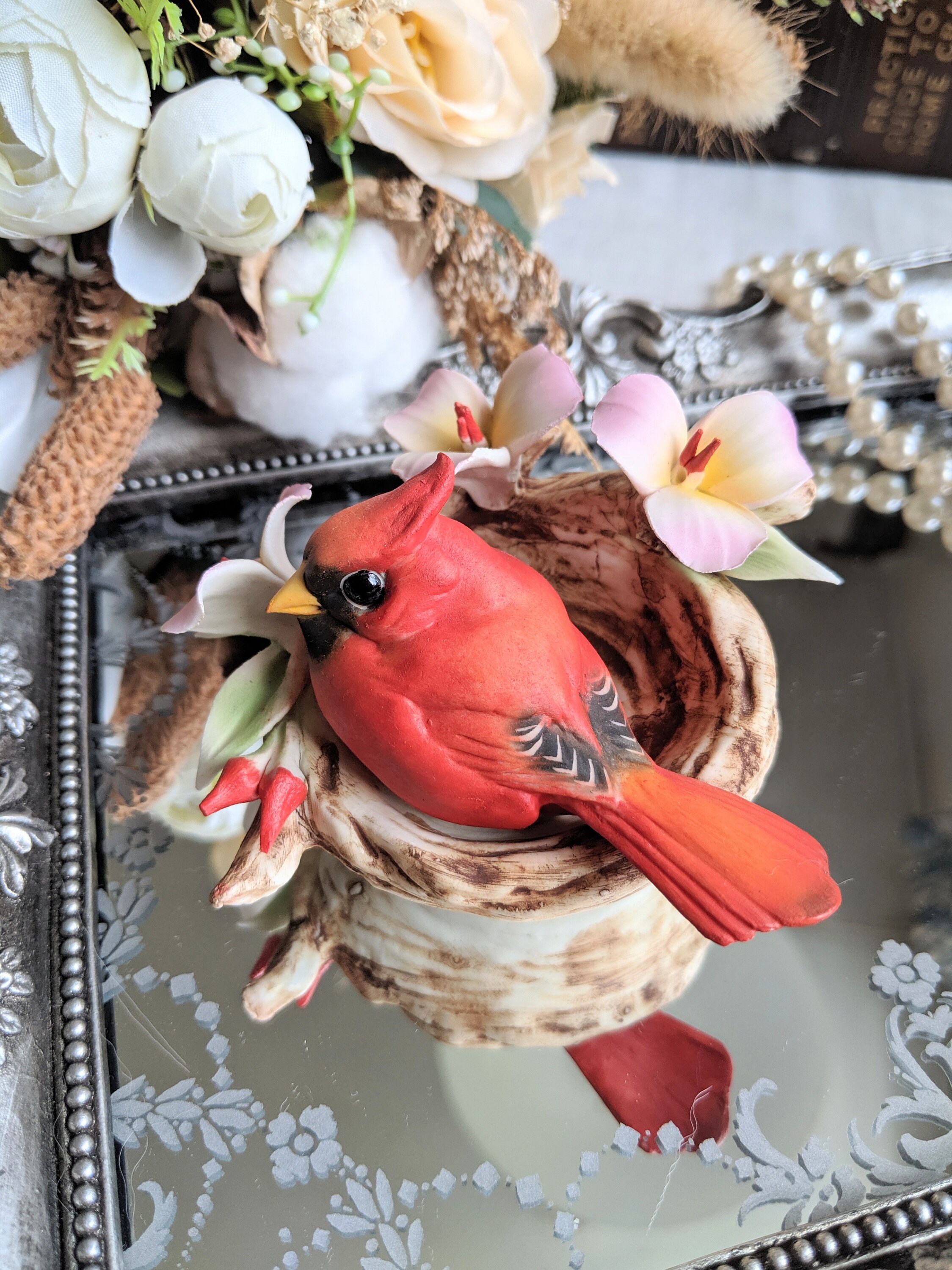 Delightful Vintage Capodimonte Fine Figurines Red Bird in Net - Etsy UK
