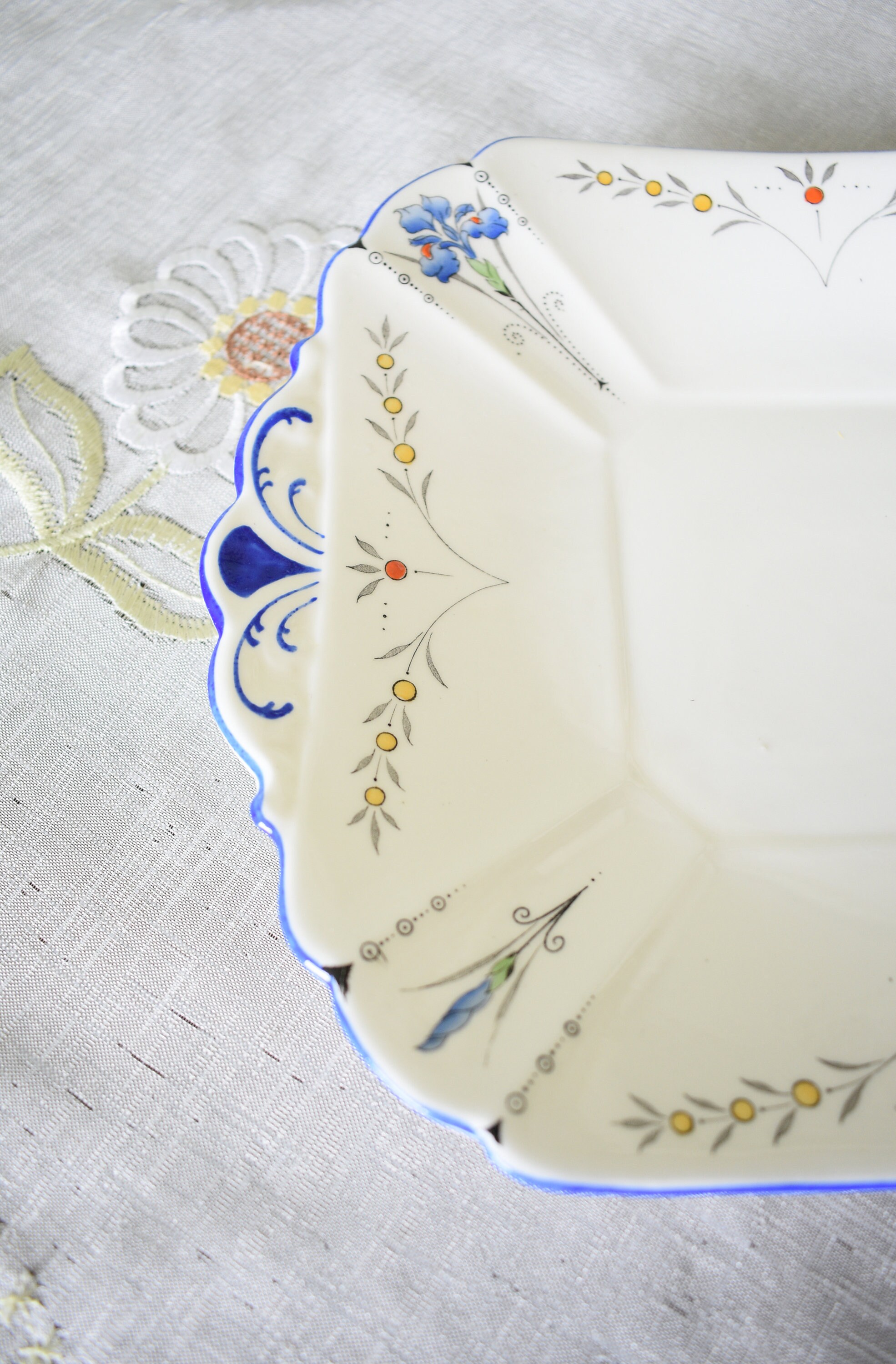 Rare Vintage Shelley Queen Anne Blue Irish Art Deco, Hand Painted Cake ...