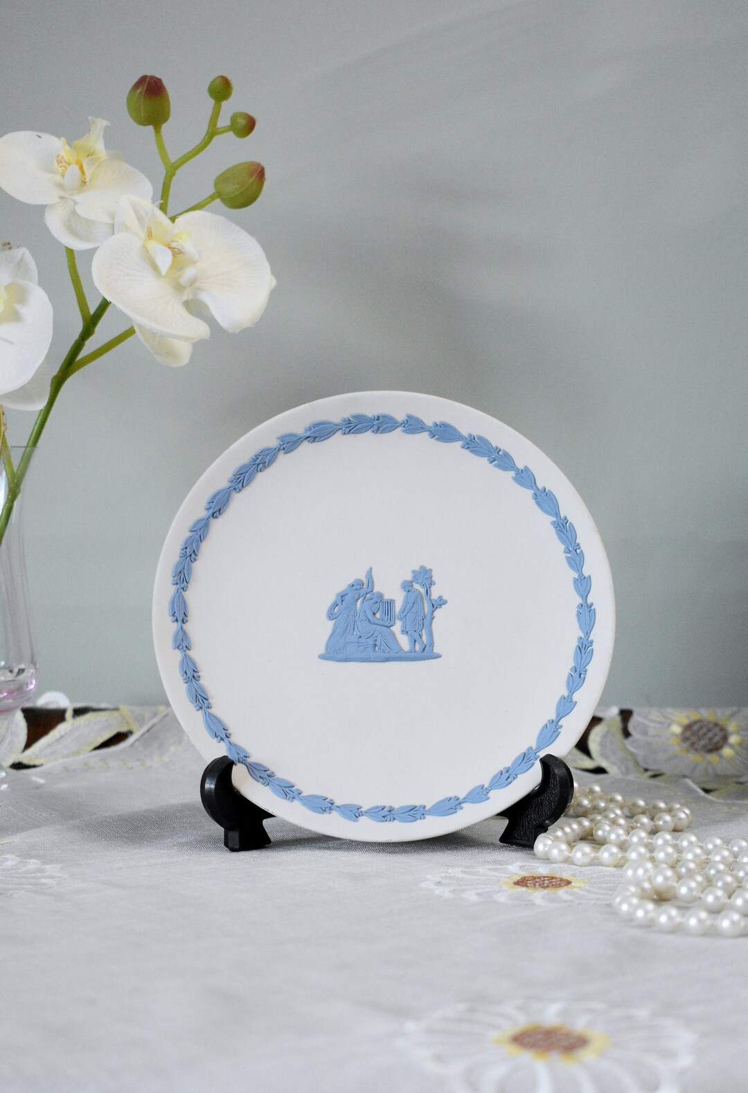 Vintage Wedgwood Jasperwear Blue on White Decorative Plate 16.5cm ...