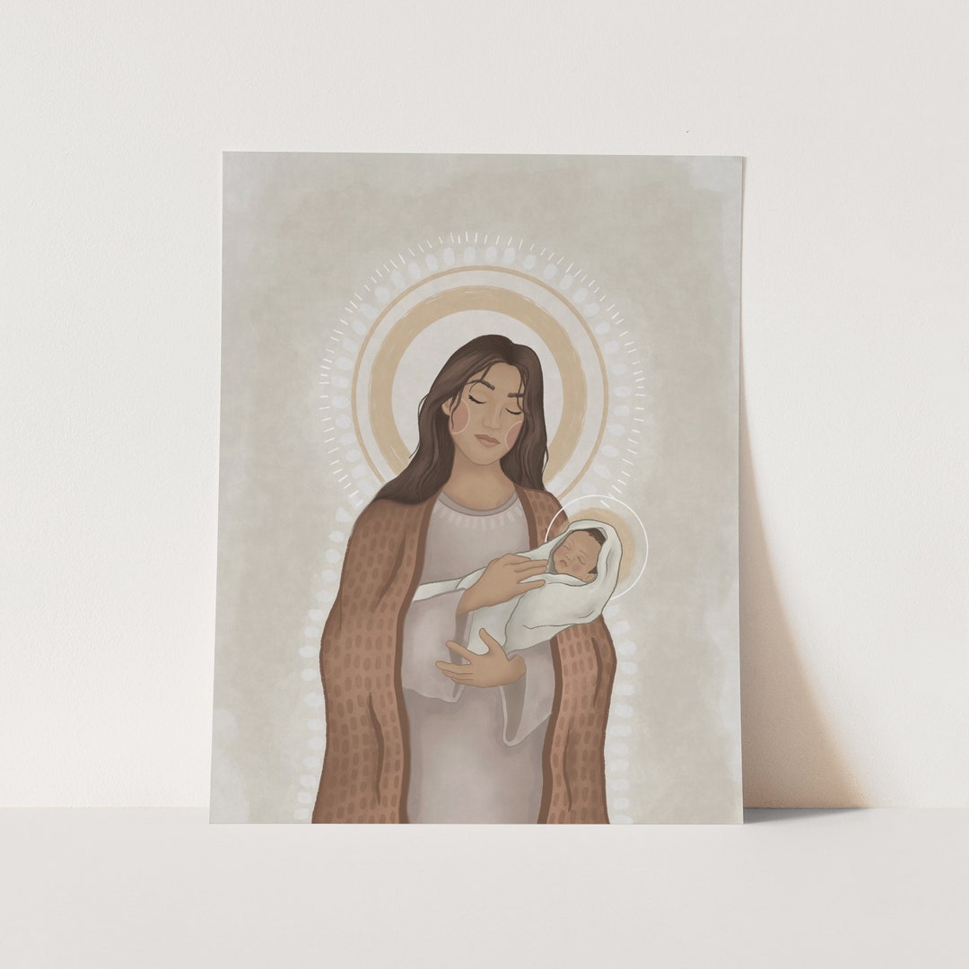 Mother Mary Christmas Art - Etsy