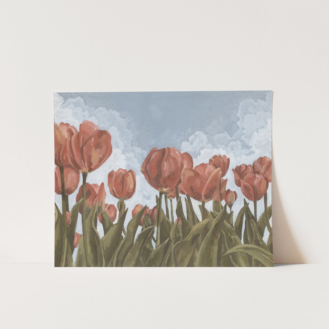 Tulip Fields in Bloom | Oil Painting Wall Art Print - Etsy