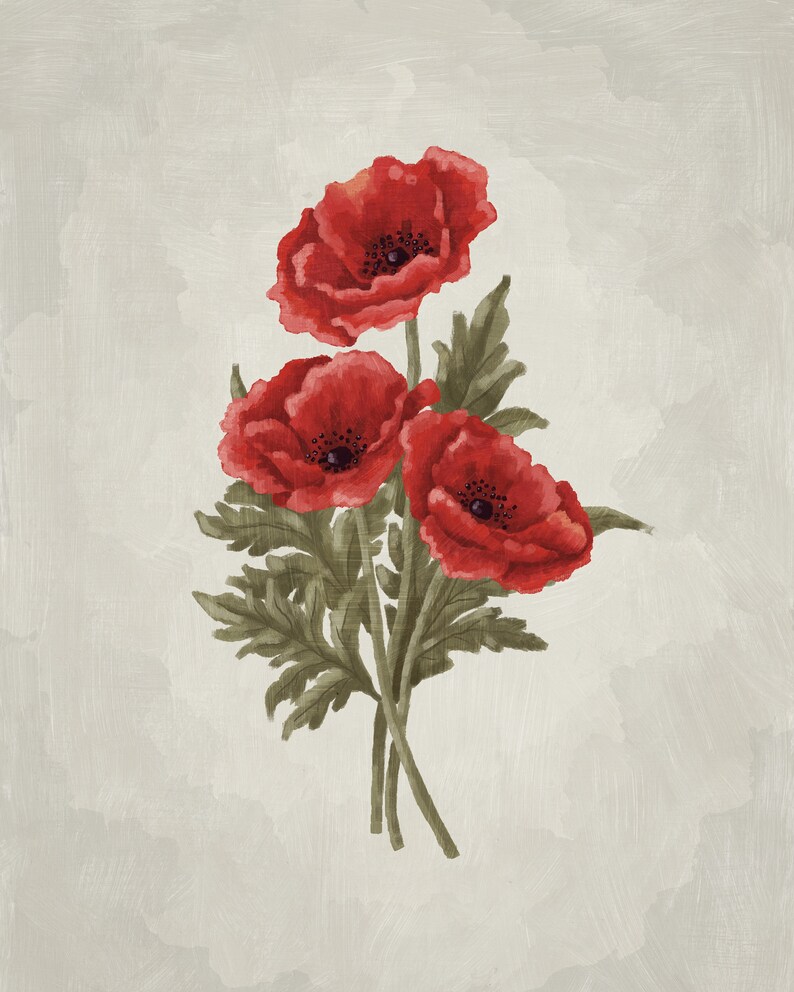 August Birth Flower Print Poppies - Etsy