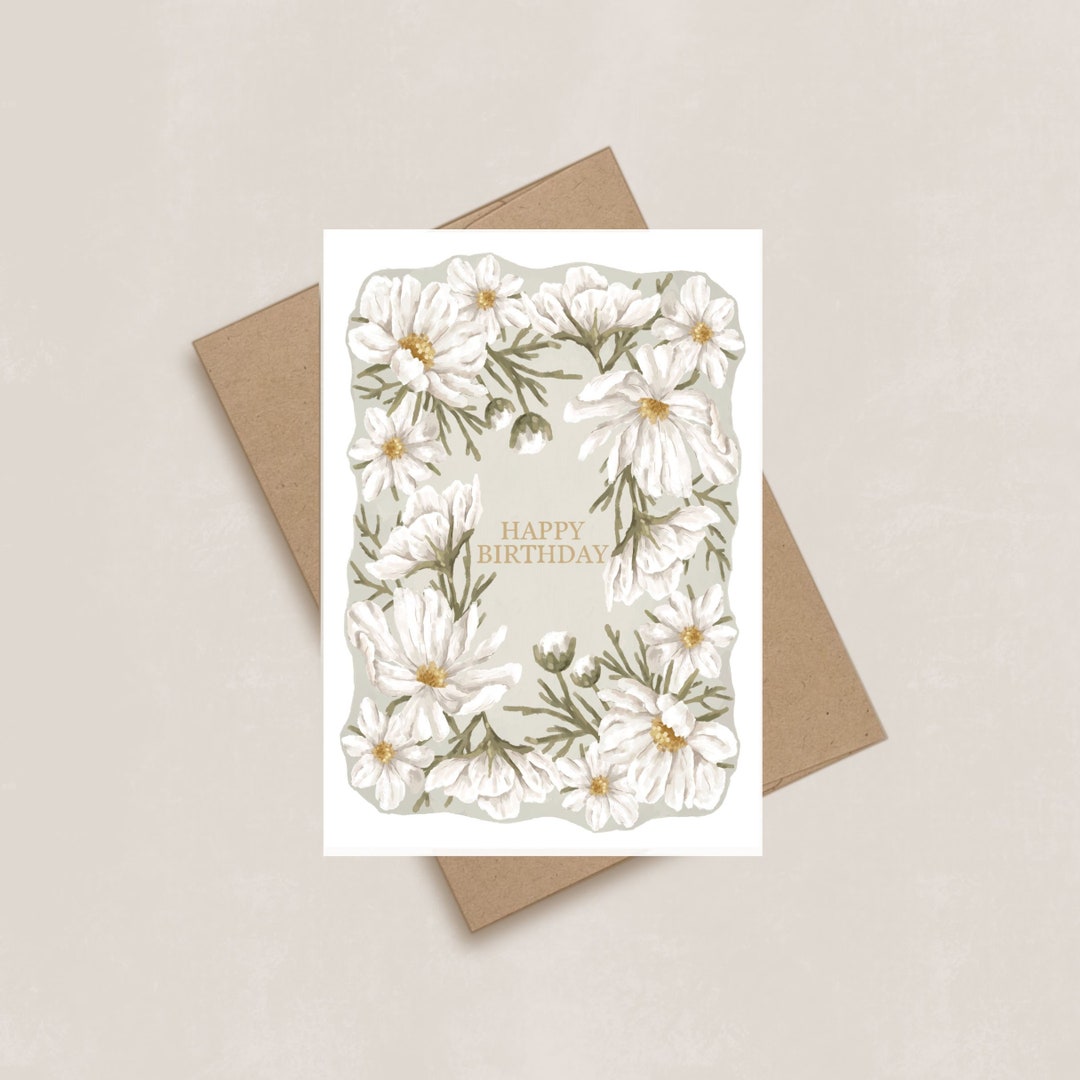 Cosmos Birthday Card | October Birth Flower - Etsy