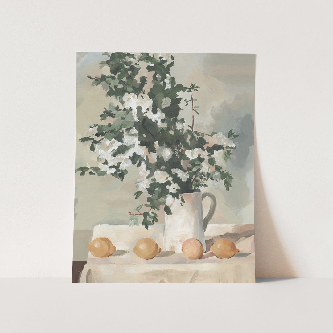 Lemons and Flowers | Physical Giclee Print - Etsy