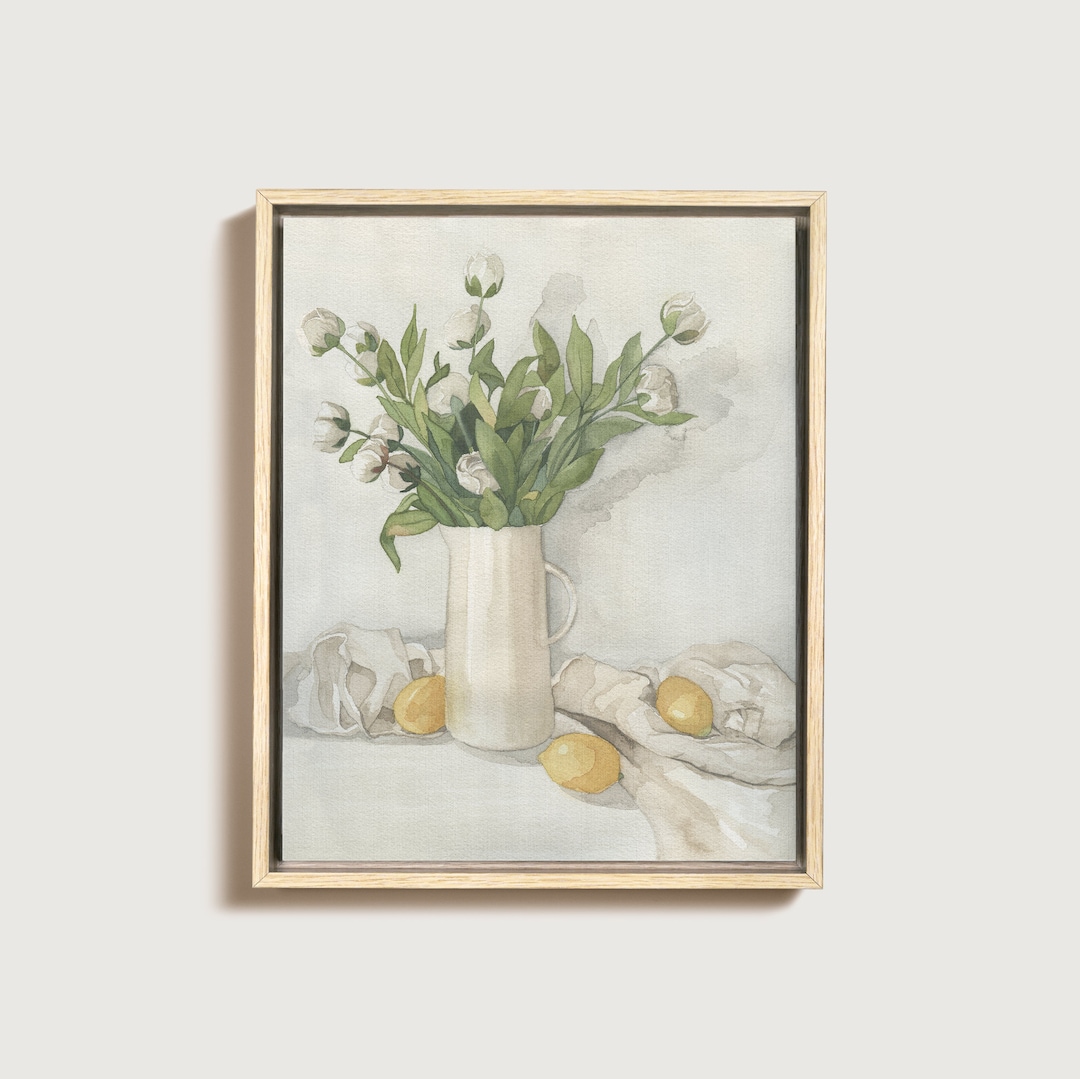 White Rose Still Life FRAMED Canvas Print - Etsy