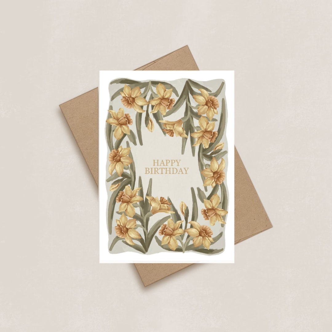 Daffodils Birthday Card | March Birth Flower - Etsy