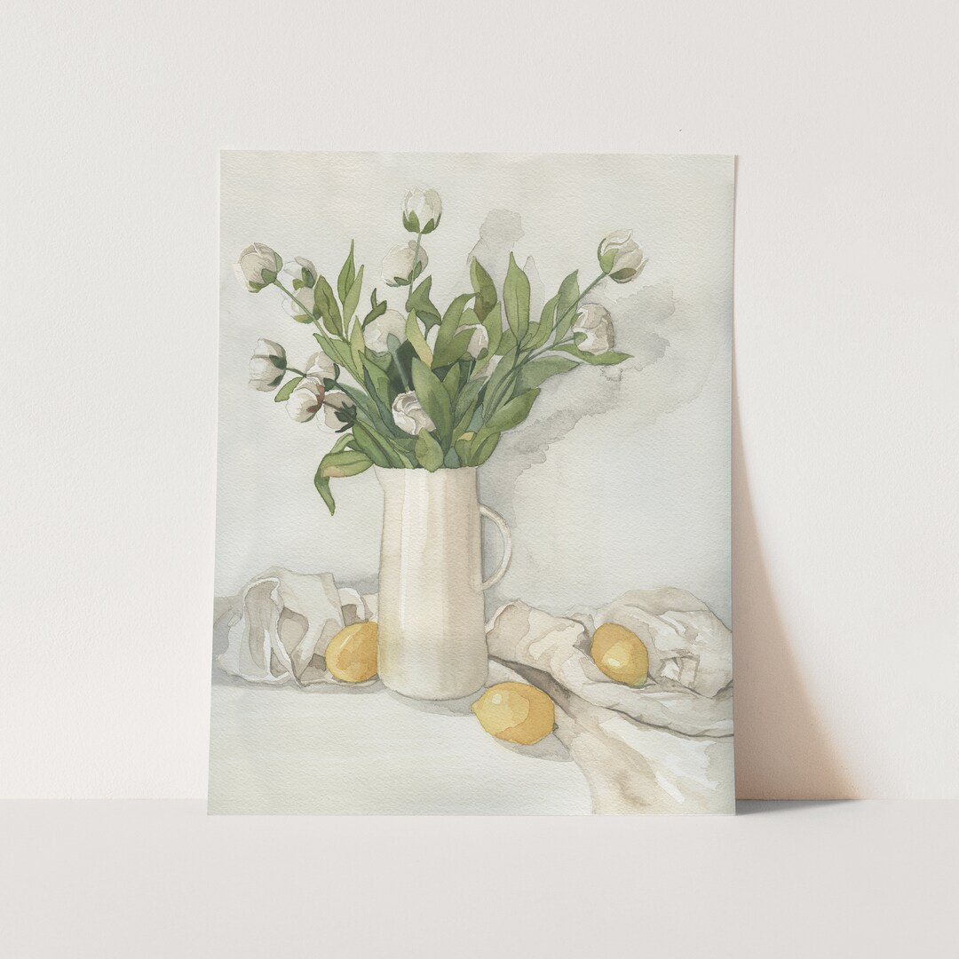 White Roses Still Life | Physical Giclee Print - Etsy