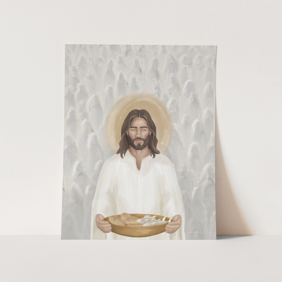 Jesus Christ - He Feeds the Thousands - PHYSICAL PRINT - Etsy