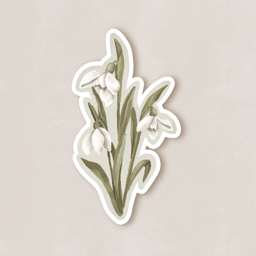 Snowdrop Birth Flower - Waterproof Physical Sticker - Etsy