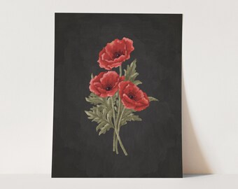 August Birth Flower Print Poppy 5x7 Canvas Tile Print Home Decor ...