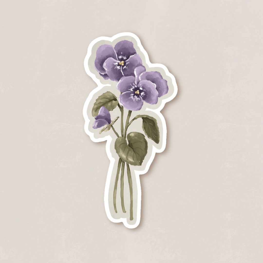 Violets Birth Flower - Waterproof Physical Sticker - Etsy