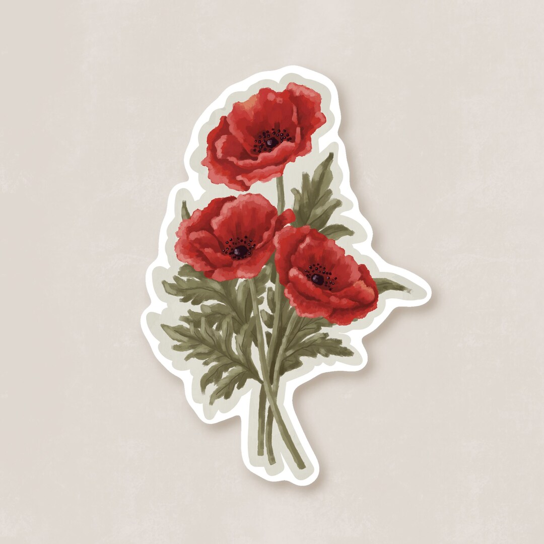 Poppies Birth Flower - Waterproof Physical Sticker - Etsy
