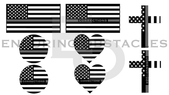 Thin Gray Line Flag Digital Vector Pack Corrections / - Etsy