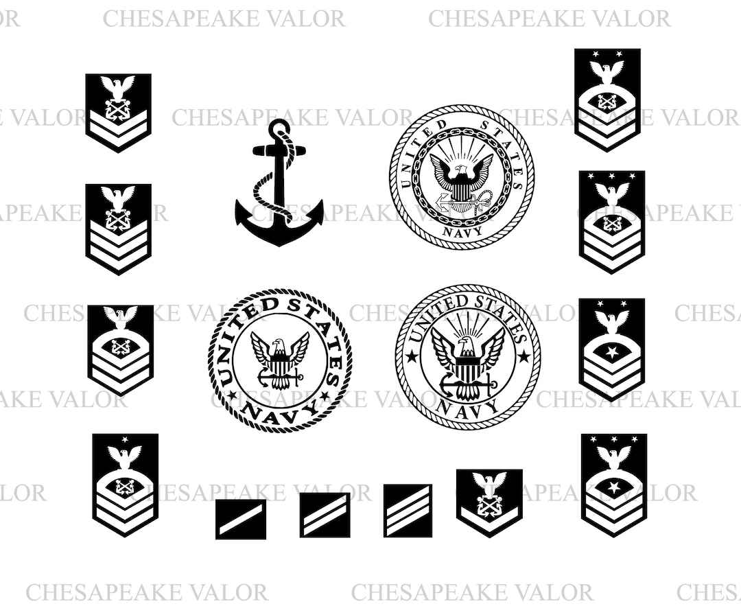 United States Navy Emblem and Rank Insignia Vector Files SVG, Pdf, Dxf ...