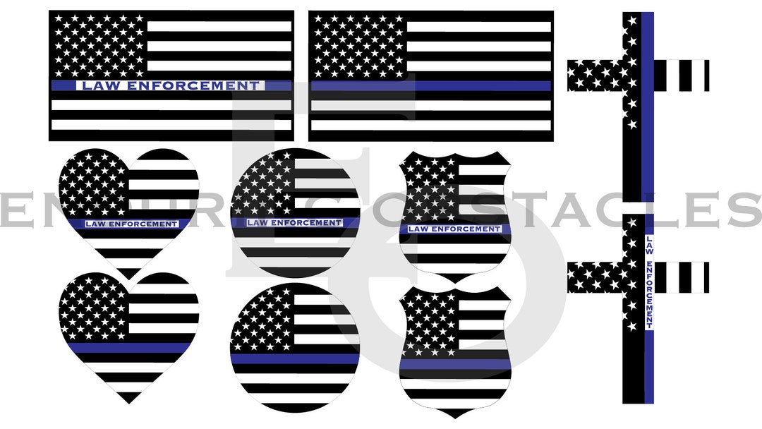 Thin Blue Line Flag Digital Vector Pack, Police / Sheriff / Law ...