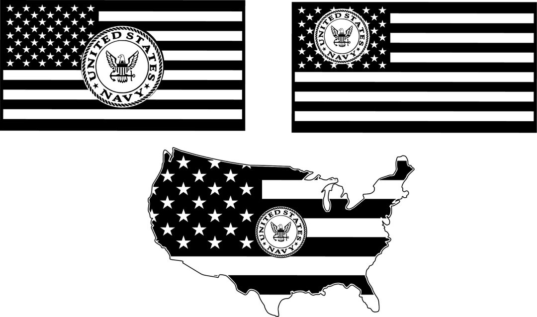 US Flag With Navy Emblem, United States Outline Flag Vector File SVG ...