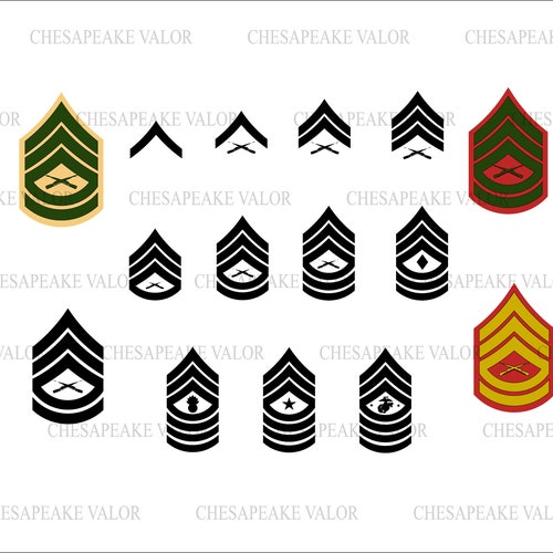 USMC Marine Corps Rank Insignia Chevrons All Colors Digital - Etsy