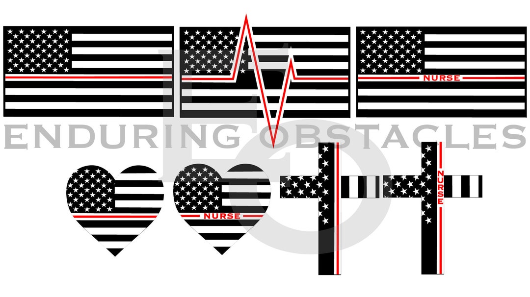 Thin Red Line Nurse Flag, Digital Vector Pack, SVG, Png, Ai, Dxf, Pdf ...