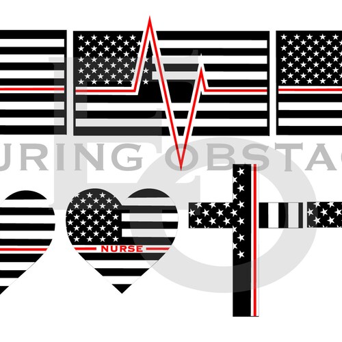 Thin Red Line Nurse Flag Digital Vector Pack SVG Png Ai | Etsy