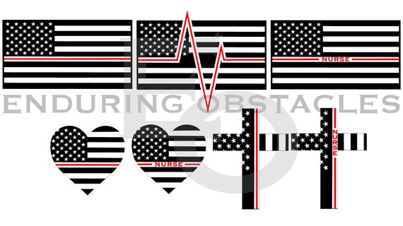 Thin Red Line Nurse Flag Digital Vector Pack SVG Png Ai | Etsy
