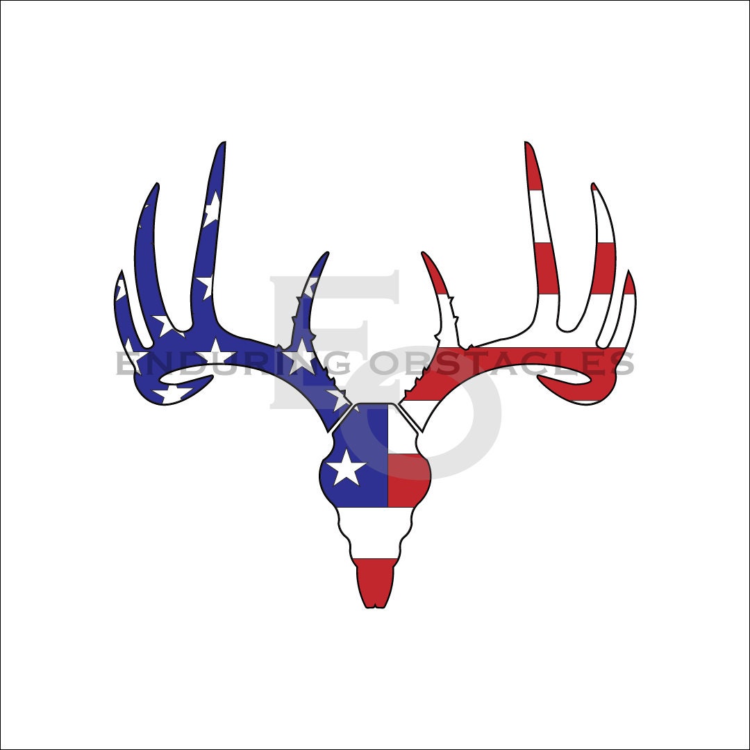 Deer Antlers / Skull - American USA Flag Vector Clipart Vector File ...